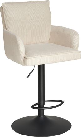 MID.YOU Mid.you Barhocker, Schwarz, Beige, Metall, Textil, rund, 57x100-121x57 cm, Sitzfl&auml;che 360&deg; drehbar, Esszimmer, Barm&ouml;bel, Barhocker