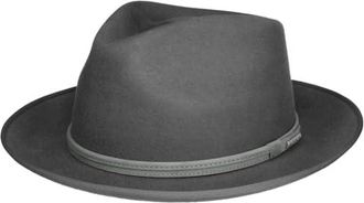 Stetson Chapeau en Laine Carbury Fedora Homme - Made in The EU Outdoor de Feutre Pluie avec Bandeau Cuir Automne-Hiver Hiver - L (58-59 cm) Gris Fonce