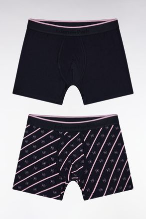 Eden Park Lot De Deux Boxers En Jersey De Coton Stretch Uni Et Micro-motifs Marine