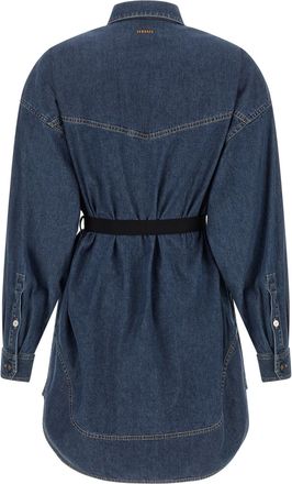 Versace Chambray Denim with Medusa Buttons Dress - Blue