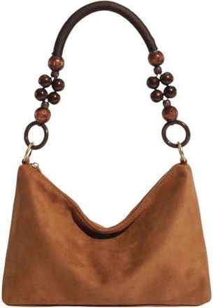 Generic Kexpery Sac &agrave; main femme en faux su&egrave;de avec poign&eacute;es perl&eacute;es, petit sac de voyage &eacute;l&eacute;gant pour shopping et sorties