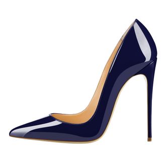 EDEFS Damen Klassische Pumps Bequeme High Heels Elegante Schuhe Spitze Damen Pumps Navy Größe-REU37