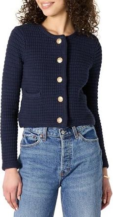 Amazon Essentials Pull Cardigan Épaisseur Moyenne Coupe Classique Femme, Bleu Marine, XXS