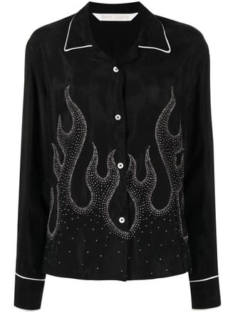 Palm Angels Chemise brod&eacute;e flamme Palm Angels