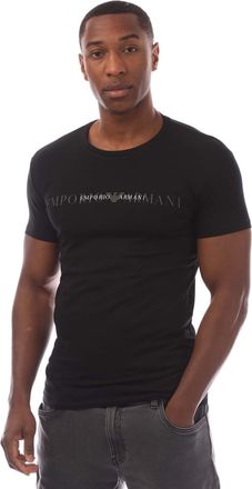 Emporio Armani Herren Rubber Pixel Logo Crew Neck T-Shirt, Schwarz, XL