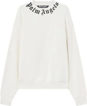 Palm Angels Homme, Sweatshirts et sweats &agrave; capuche, Blanc, Taille: S Neck Logo Regular Crew