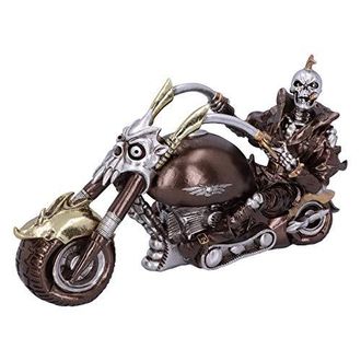 Nemesis Now Wheels of Steel Steampunk Motorrad-Skelett-Figur, 29 cm, silberfarben