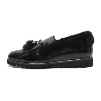 Cesare Gaspari Loafer mit Kunstfellbesatz - - Shoes - Damen - Schwarzk - 37 EU