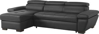 Vente-Unique Ecksofa mit Schlaffunktion - Leder - Ecke Links - Anthrazit - JONOVA