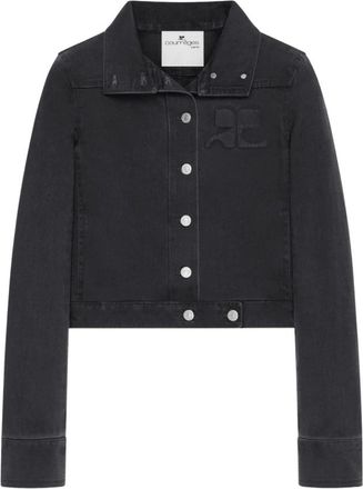 Courr&egrave;ges Femme, Vestes, Noir, Taille: 38 FR Veste en jean boutonn&eacute;e R&eacute;&eacute;dition