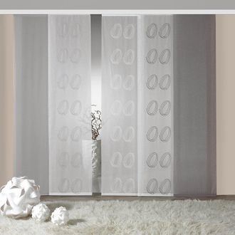 Heimtexland Schiebegardine Batist-Optik bestickt Taupe inkl. Zubehör HxB 245x60 cm Flächenvorhang NATUR braun Vorhang Gardine Ökotex Typ417