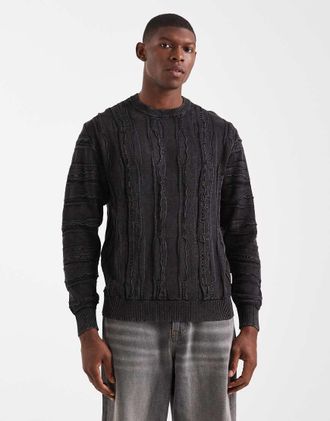 Redefined Rebel Pull coupe carr&eacute;e en maille torsad&eacute;e - Noir