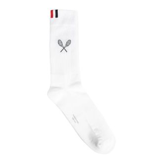 Thom Browne Homme, Sous-v&ecirc;tements, Blanc, Taille: ONE Size Chaussettes de sport avec motif raquette de tennis