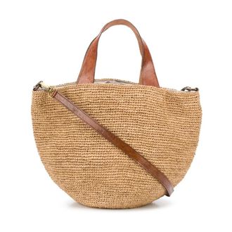 Ibeliv Femme, Sacs, Beige, Taille: ONE Size Sac en paille et cuir marron