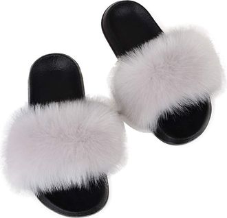 ORANDESIGNE Hausschuhe Damen Beil&auml;ufig Flip Flops Offener Zeh Strandschuhe Flip Flops Haar Zuhause Gem&uuml;tlich Schuh B Hellgrau 36/37 EU