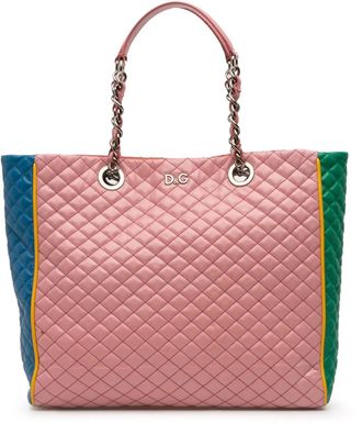 Dolce & Gabbana Shopper - Mulitcolor Quilted Lambskin Lily Glam Tote - Gr. unisize - in Gold - f&uuml;r Damen