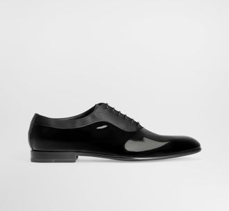 Dolce & Gabbana Brogues Aus Lackleder - Mann Schn&uuml;rschuhe Schwarz 43.5