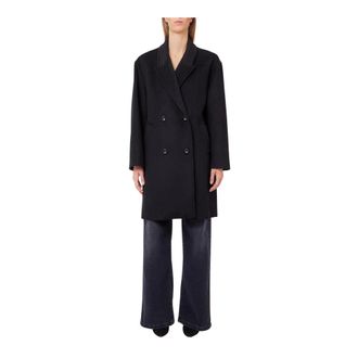 Liu Jo Wf6299 T722A Zweireihiger Mantel - - Coats - Damen - Schwarzk - S