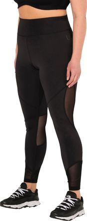 Ulla Popken Damen große Größen Übergrößen Plus Size Sport-Leggings, Mesh-Einsätze, Tasche, recycelt schwarz 54+ 832426100-54+