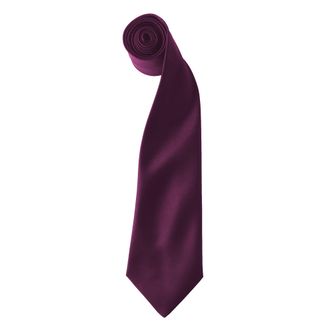 Premier Colours Herren Satin Clip Krawatte (2er Pack) (Aubergine)