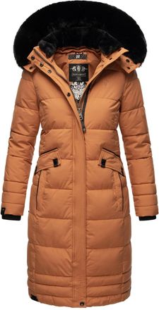 Navahoo Damen Winter-Mantel Steppmantel Winterjacke mit abnehmbarem Kunstfell B850 [B850-Fahmiy-Cinnamon-Gr.XL]
