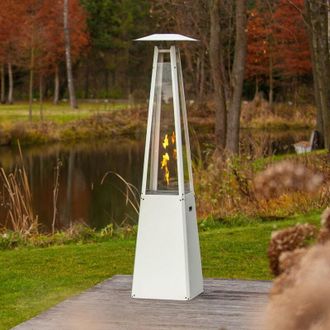 Kratki Gasheizstrahler Umbrella Stahl wei&szlig; 12kW Set
