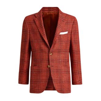 Kiton Glen Plaid Kaschmir Jacke - - Jackets - Herren - Rot - 2XL