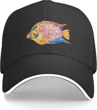 Generic Coton Chaud dHiver, Dessin coloré à la Gouache de Poisson Ange. Casquette de Baseball | L | Visière Thermique Homme Femme