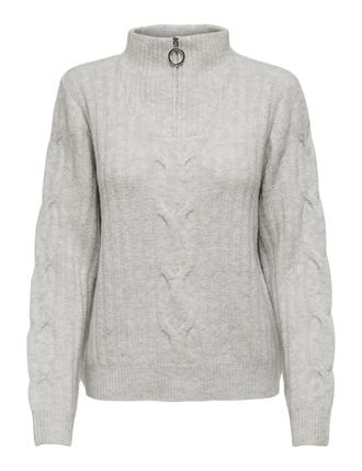 Jacqueline de Yong JdY Damen Jdyandrea L/S Zip Cable KNT Strickpullover, Super Light Grey Melange, L EU