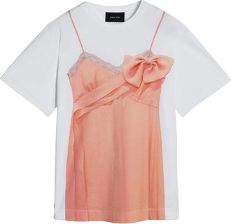 Simone Rocha Femme, Tops, Blanc, Taille: 38 FR T-Shirt Robe Nuisette &agrave; Bretelles et Trompe-loeil