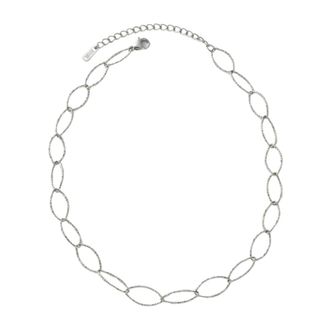 Dansk Copenhagen Ragna Waterproof Silver Stainless Steel Oval Link Necklace - Structured Finish - Femme - Accessoires - Gris - Taille: ONE Size