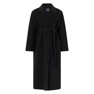 Max Mara Langer Mantel mit G&uuml;rtel - - Coats - Damen - Schwarzk - XS