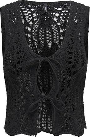 Only Onllizzy Life SL Crochet Tie Vest KNT, Noir, XS Femme