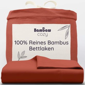 Bambaw Bambus Bettlaken ohne Gummizug 180x290 cm, weiches Betttuch ohne Gummizug, atmungsaktive Sommer Bettwäsche, hypoallergene Bettwäsche für Allergiker, A