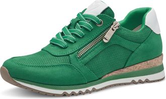 Marco Tozzi Damen Sneaker flach mit Reißverschluss Vegan, Grün (Leaf green com), 38 EU