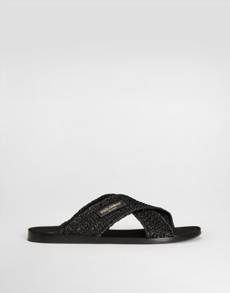 Dolce & Gabbana Sandalen Aus Raffia - Mann Sandalen Und Slides Schwarz 41.5