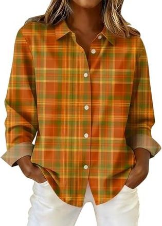 Generic 2026 Chemise Femme Chic Et &Eacute;l&eacute;gant Lin T Shirt Grande Taille Manches Longues Haut Col en V Boutonn&eacute;e Blouse Couleur Unie Chemisier Confortable Soft To