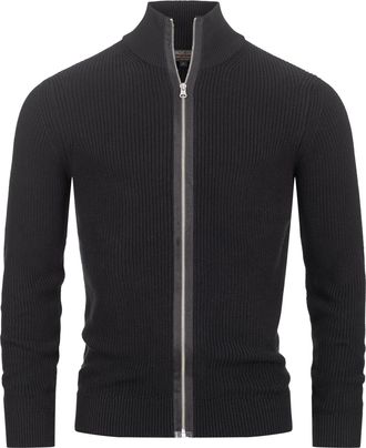 Indicode Herren Dodson Strickjacke mit Stehkragen aus Baumwolle | Cardigan für Männer Black, XXL
