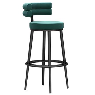 Generic Barhocker in Tresenh&ouml;he, K&uuml;cheninselhocker, samtbezogener Tresenstuhl mit weicher R&uuml;ckenlehne, hoher Esszimmerstuhl f&uuml;r Zuhause und Gastronomie