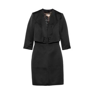 Elisabetta Franchi Duchess Satin Kleid mit T&uuml;llr&uuml;cken und Jacke - - Dresses - Damen - Schwarzk - S