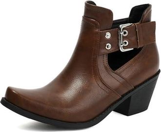 Generic Bottines Chelsea tendance &agrave; bout carr&eacute; et &agrave; talons &eacute;pais pour femme - Chaussures confortables et d&eacute;contract&eacute;es vintage, marron, 38.5 EU