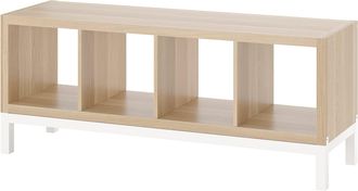 IKEA KALLAX Regal mit Untergestell, 147x59 cm, wei&szlig; gebeizt Eiche-Effekt/Wei&szlig;