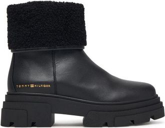 Tommy Hilfiger Stiefeletten Shearling Fold Chunky Ankle Boot FW0FW09677 Schwarz