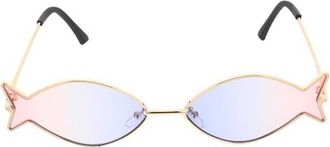 Supvox Lunettes de Soleil Fantaisie de Poisson Monture Dor&eacute;e Verres Bleu-Rose Accessoires pour F&ecirc;te Hawa&iuml;enne Lunettes D&Eacute;t&eacute; L&eacute;g&egrave;res pour Plage et Piscine Acc