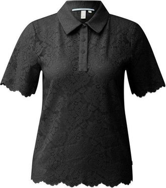 QS by s.Oliver Kurzarmshirt T-Shirt Leicht transparentes Poloshirt aus Spitze