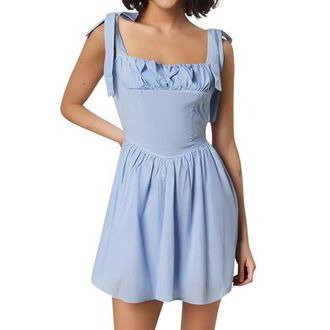 Generic Robes de soir&eacute;e &agrave; bretelles avec noeud papillon - Robe de cocktail courte pour juniors - Robe d&eacute;t&eacute; boh&egrave;me pour vacances de plage - Essentiels de vacan