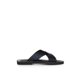 Emporio Armani Homme, Chaussures, Bleu, Taille: 40 EU Sandales Crois&eacute;es en Cuir avec Bande Logo