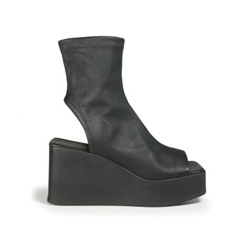 Vic Mati&eacute; K10_Block_Stiefelette Keilabsatz Open-Toe schwarz - - Shoes - Damen - Schwarzk - 38 EU