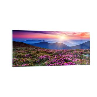 Arttor Panorama Bilder auf Glas 100x40cm Glasbild Wiese Berg Himmel Landschaft Gro&szlig; Wanddeko Bild im Glas Schlafzimmer K&uuml;che Wandbilder Dekoration Wohnzimmer