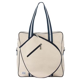 Ame & Lulu Hamptons Tennis-Tour-Tasche, abnehmbare, verstellbare Riemen, Au&szlig;entasche f&uuml;r Zwei Schl&auml;ger, Blueberry, Einheitsgr&ouml;&szlig;e, Schick, klassisch